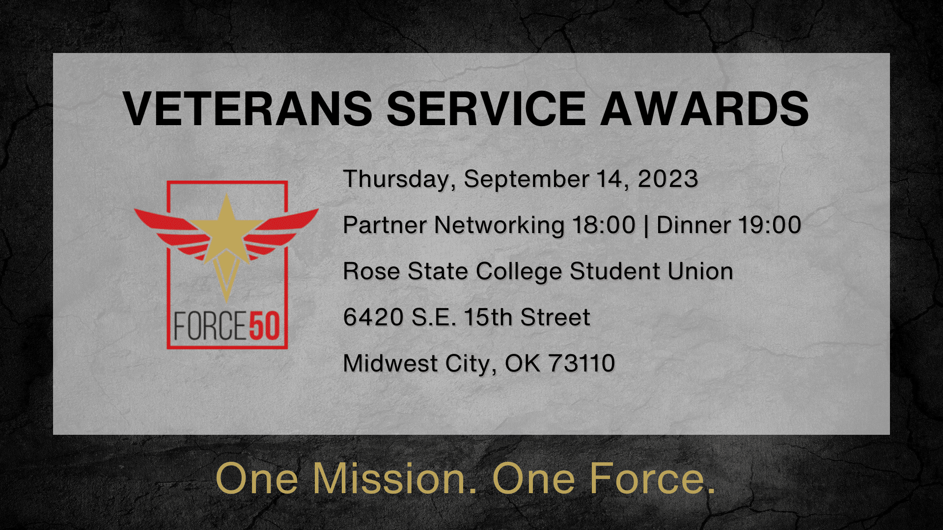 2023 Veterans Service Awards - Sponsorships - Force Fifty Foundation